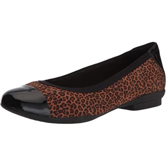 Clarks | Shoes | Clarks Womens Sara Orchid Ballet Flat Dark Tan Leopard ...